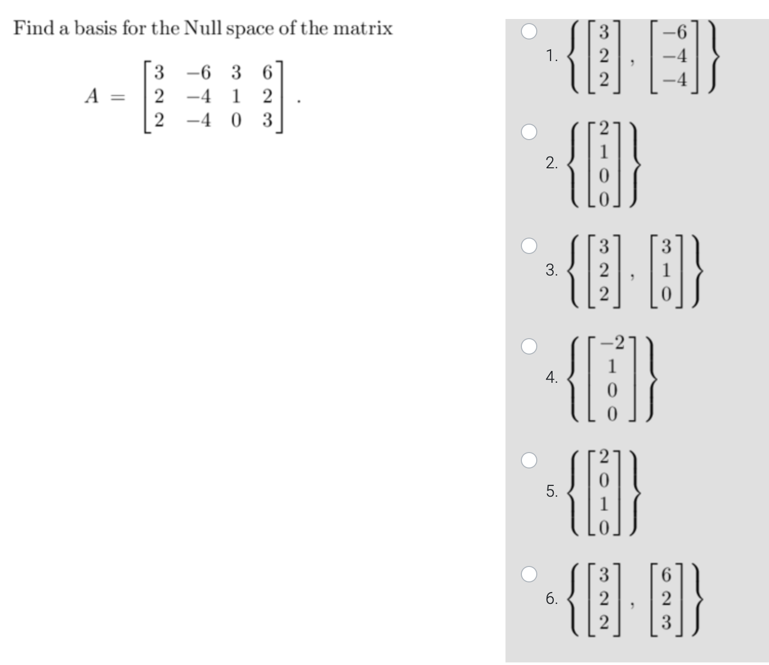 [Solved]: Find a basis for the Null space of the matrix A=[[