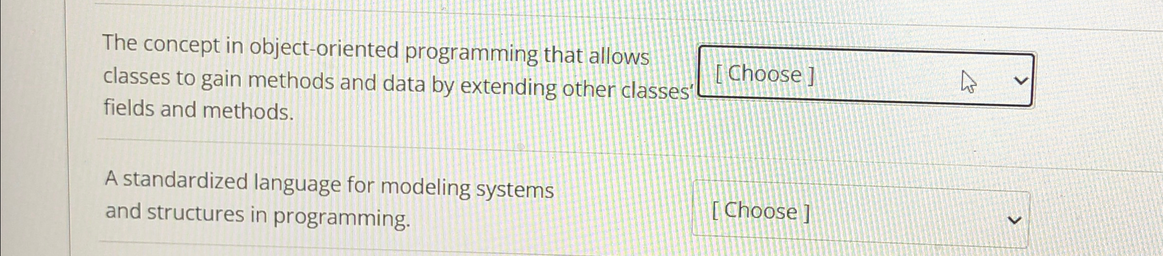 Solved The concept in object-oriented programming that | Chegg.com