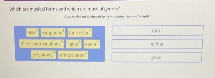 Solved Which are musical forms and which are musical genres? | Chegg.com