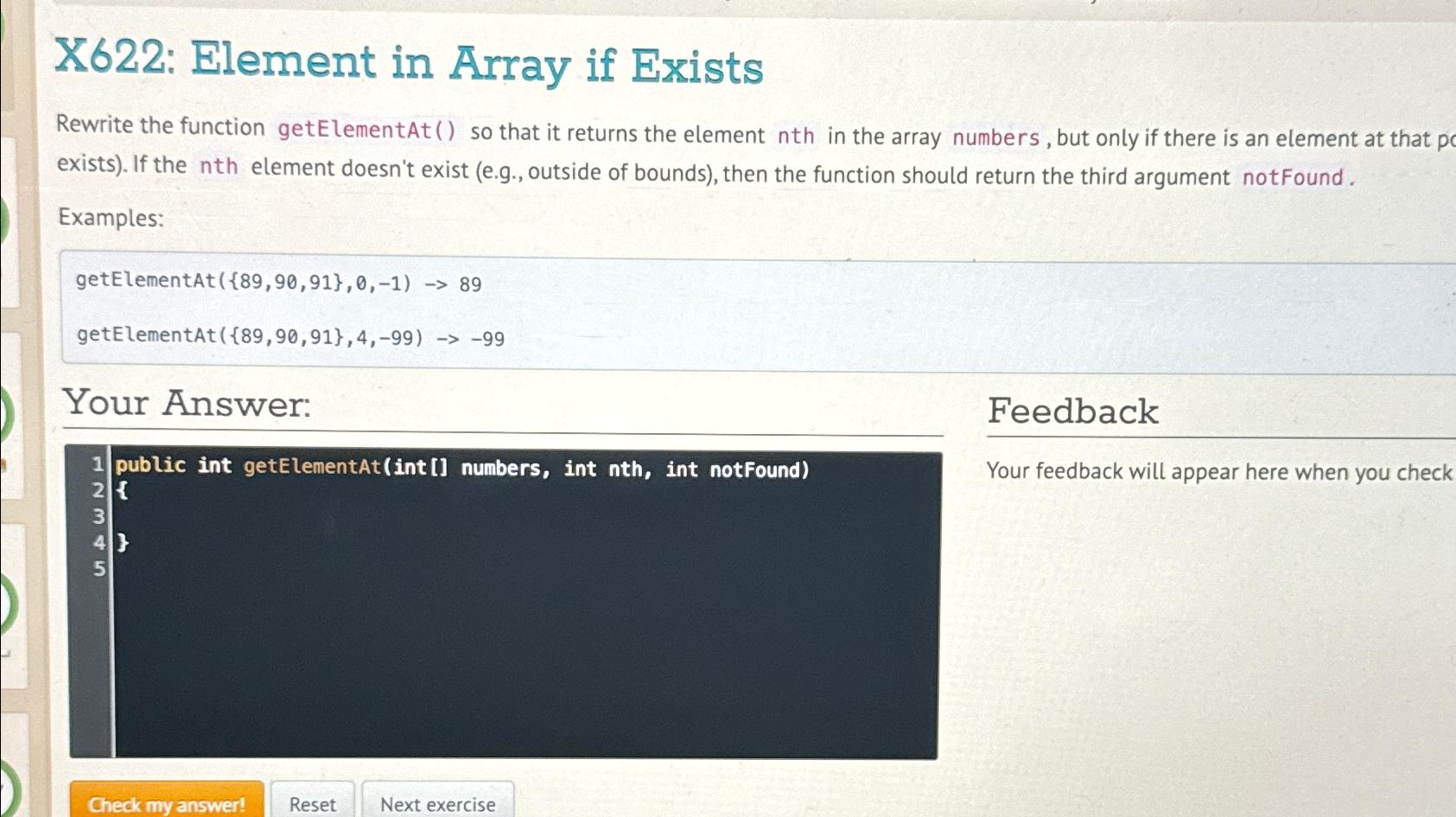 Solved X622: Element in Array if ExistsRewrite the function | Chegg.com