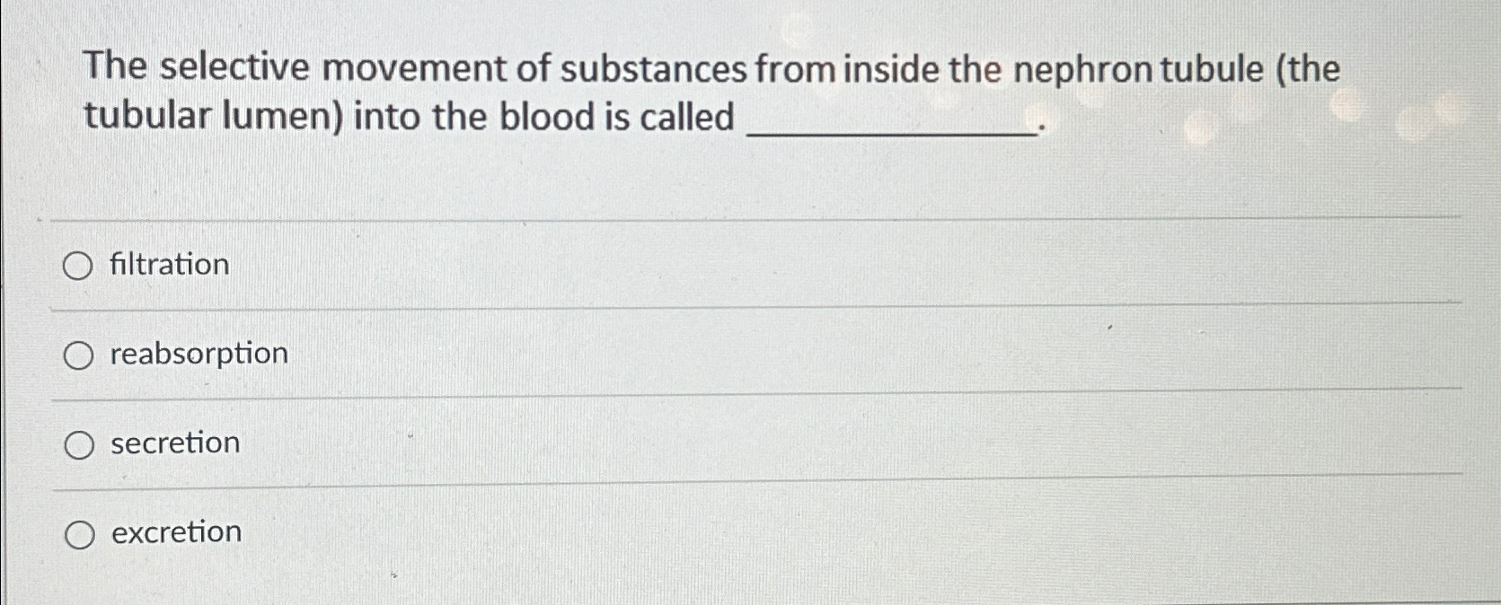 Solved The selective movement of substances from inside the | Chegg.com