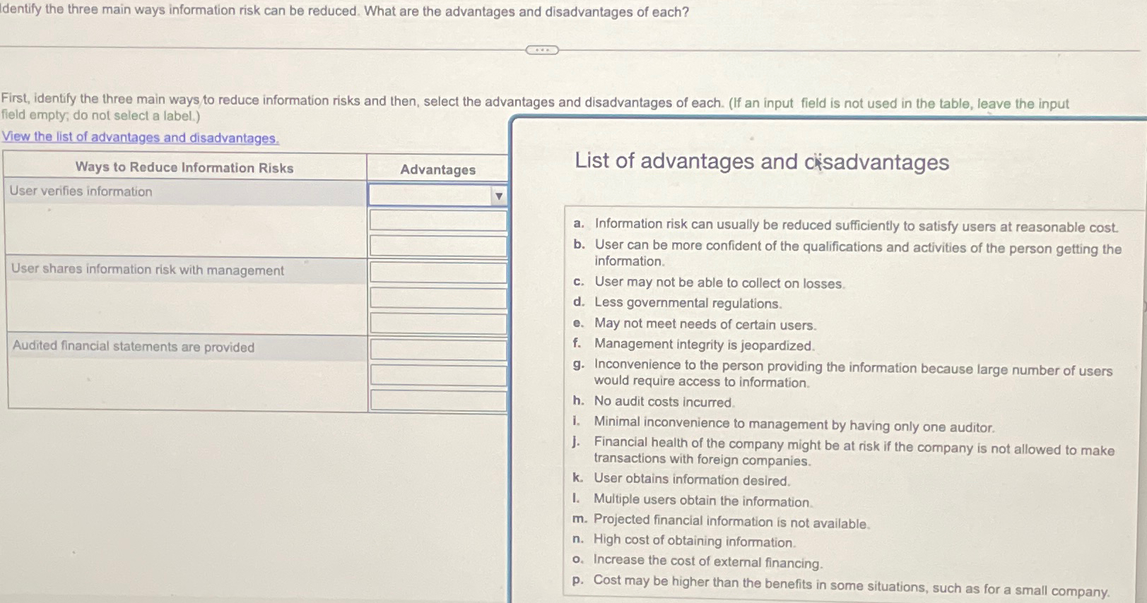 Solved Identify the three main ways information risk can be | Chegg.com