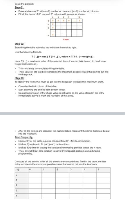 Solved Follow instructions of HW#DynamicProgramming-The 01 | Chegg.com
