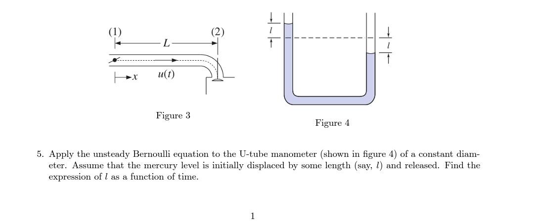 Solved Figure 3 Figure 4 5. Apply the unsteady Bernoulli | Chegg.com
