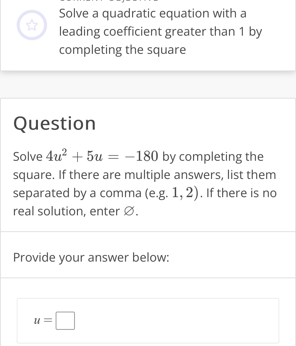 Solved Solve a quadratic equation with a leading coefficient | Chegg.com
