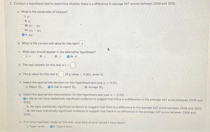 Solved Did states change their average SAT mathematics | Chegg.com