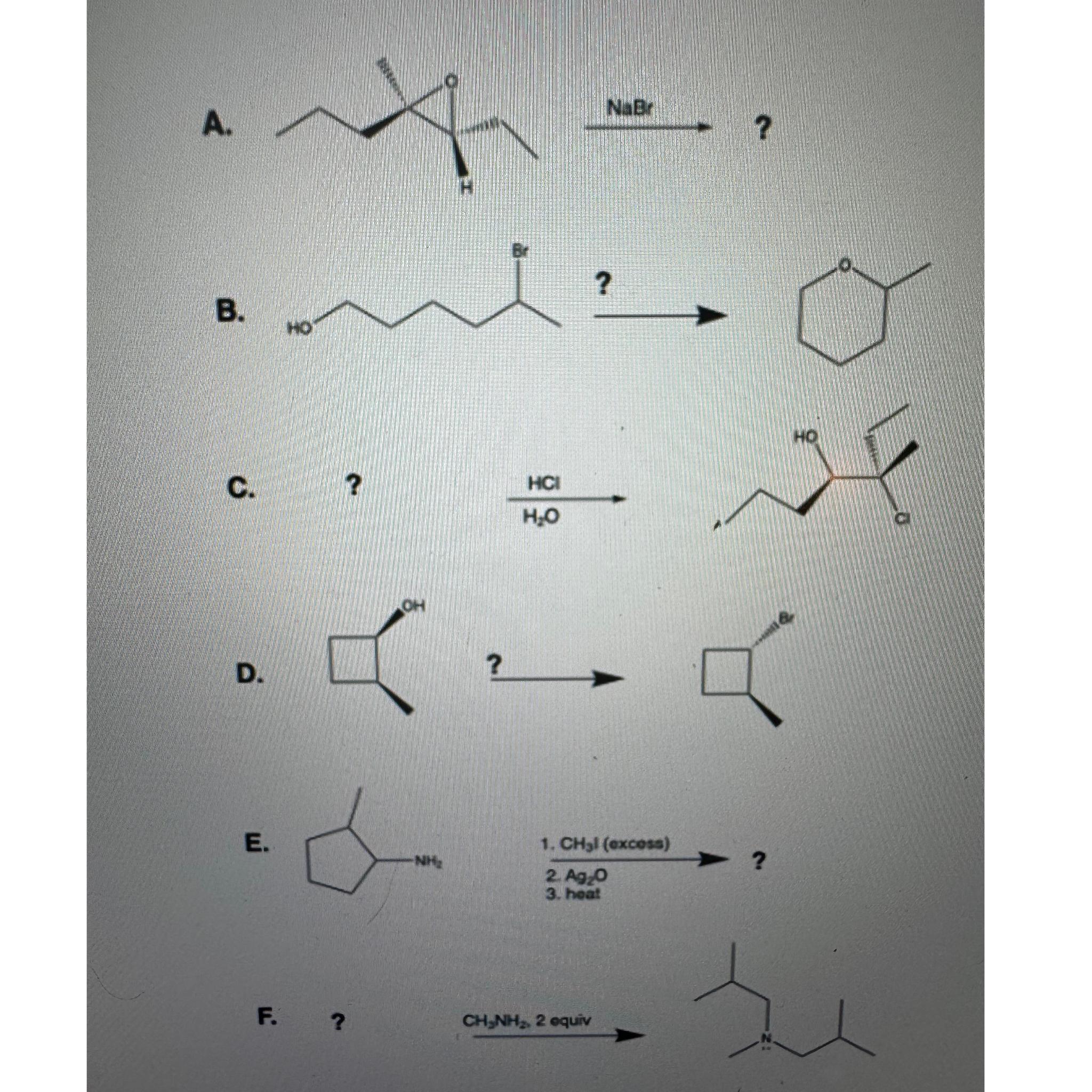 Complete the following reactions by adding the | Chegg.com