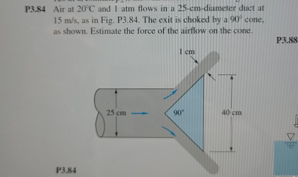 Solved P3.84 Air at 20°C and 1 atm flows in a 25-cm-diameter | Chegg.com