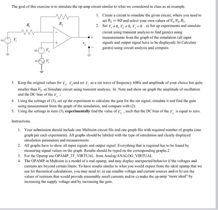 Solved The goal of this exercise is to simulate the op-amp | Chegg.com