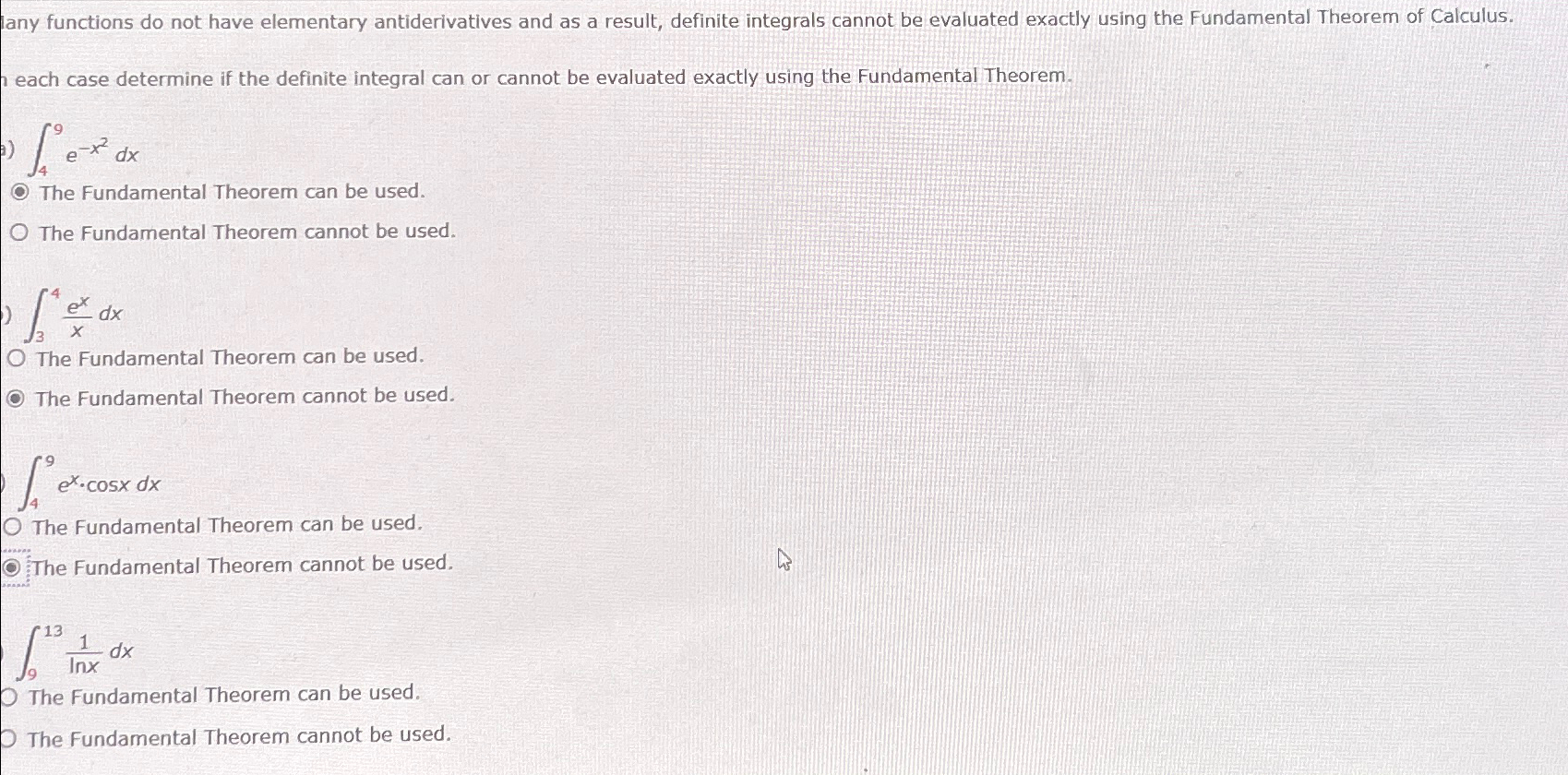 Solved Iany functions do not have elementary antiderivatives | Chegg.com