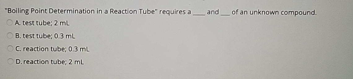 Solved "Boiling Point Determination in a Reaction Tube" | Chegg.com