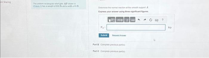 Solved The uniform rectangular relief gate AB shown in | Chegg.com
