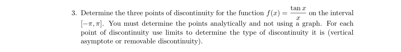 Solved Determine the three points of discontinuity for the | Chegg.com