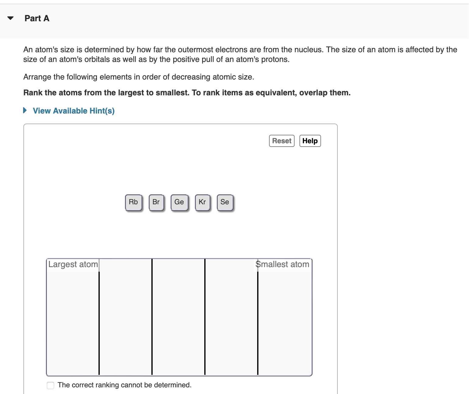 Solved Part AAn atom's size is determined by how far the | Chegg.com