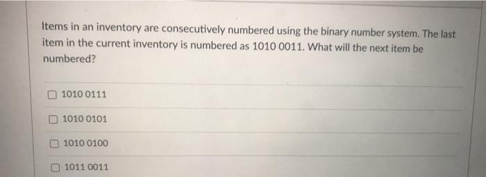 Solved Items in an inventory are consecutively numbered | Chegg.com