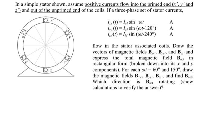 Solved In a simple stator shown, assume positive currents | Chegg.com