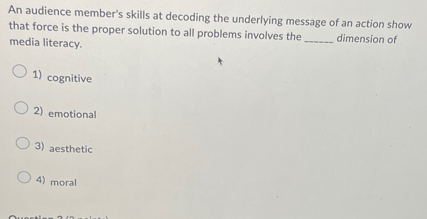Solved An audience member's skills at decoding the | Chegg.com