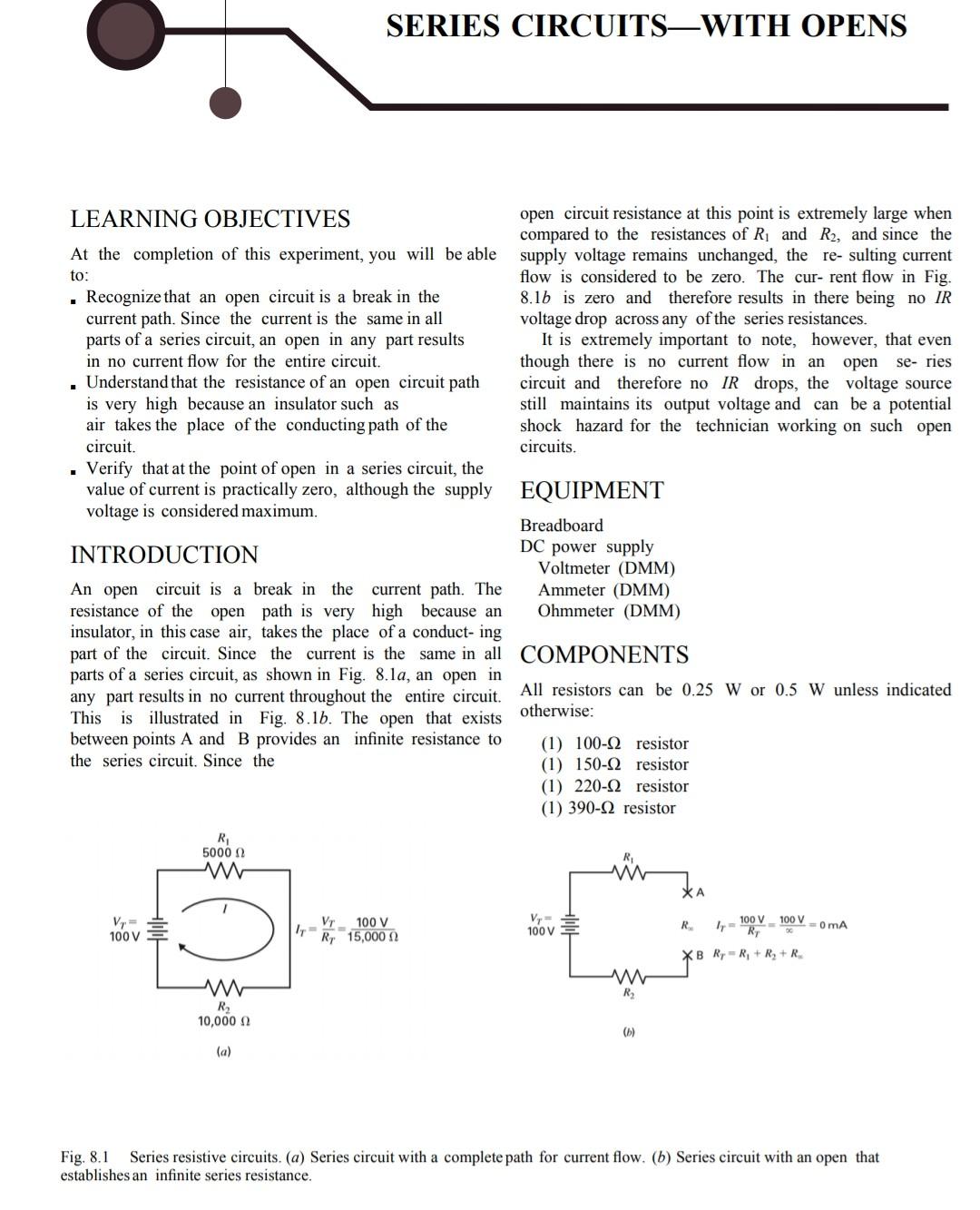 Solved SERIES CIRCUITS—WITH OPENS se- ries LEARNING | Chegg.com