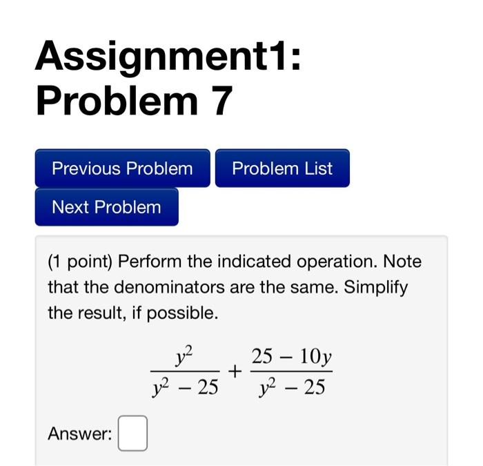 Solved Assignment1: Problem 4 Problem List Previous Problem | Chegg.com