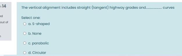 Solved 14 The vertical alignment includes straight (tangent) | Chegg.com