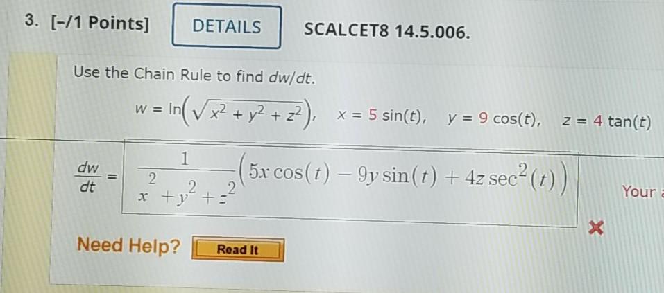 Solved 3. [-/1 Points] DETAILS SCALCET8 14.5.006. Use the | Chegg.com