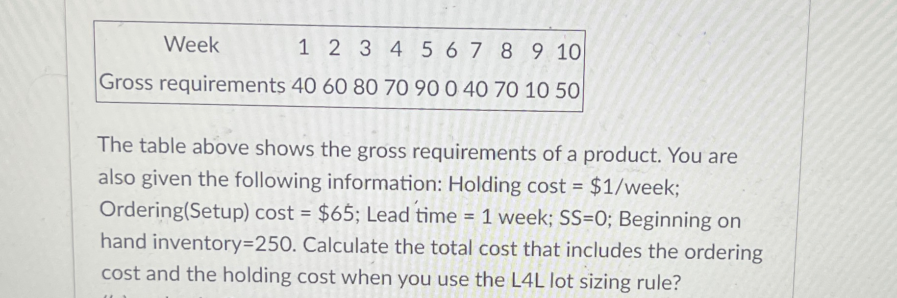 Solved \table[[Week,1,2,3,4,5,6,7,8,9,10],[Gross | Chegg.com