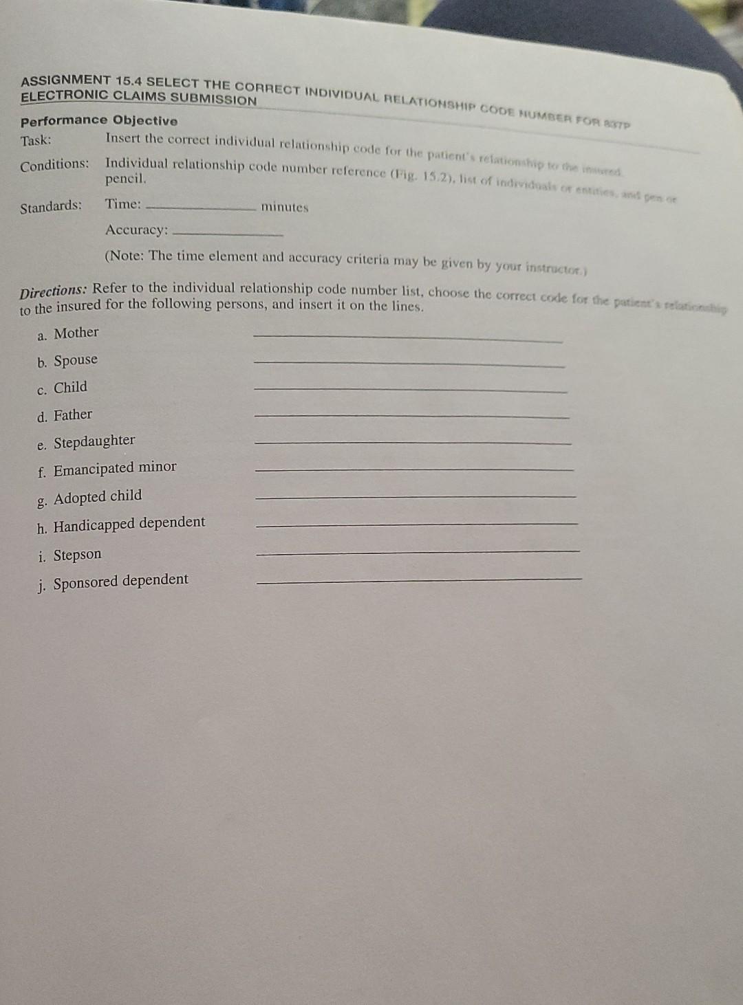 ASSIGNMENT 15.4 SELECT THE CORRECT INDIVIDUAL | Chegg.com