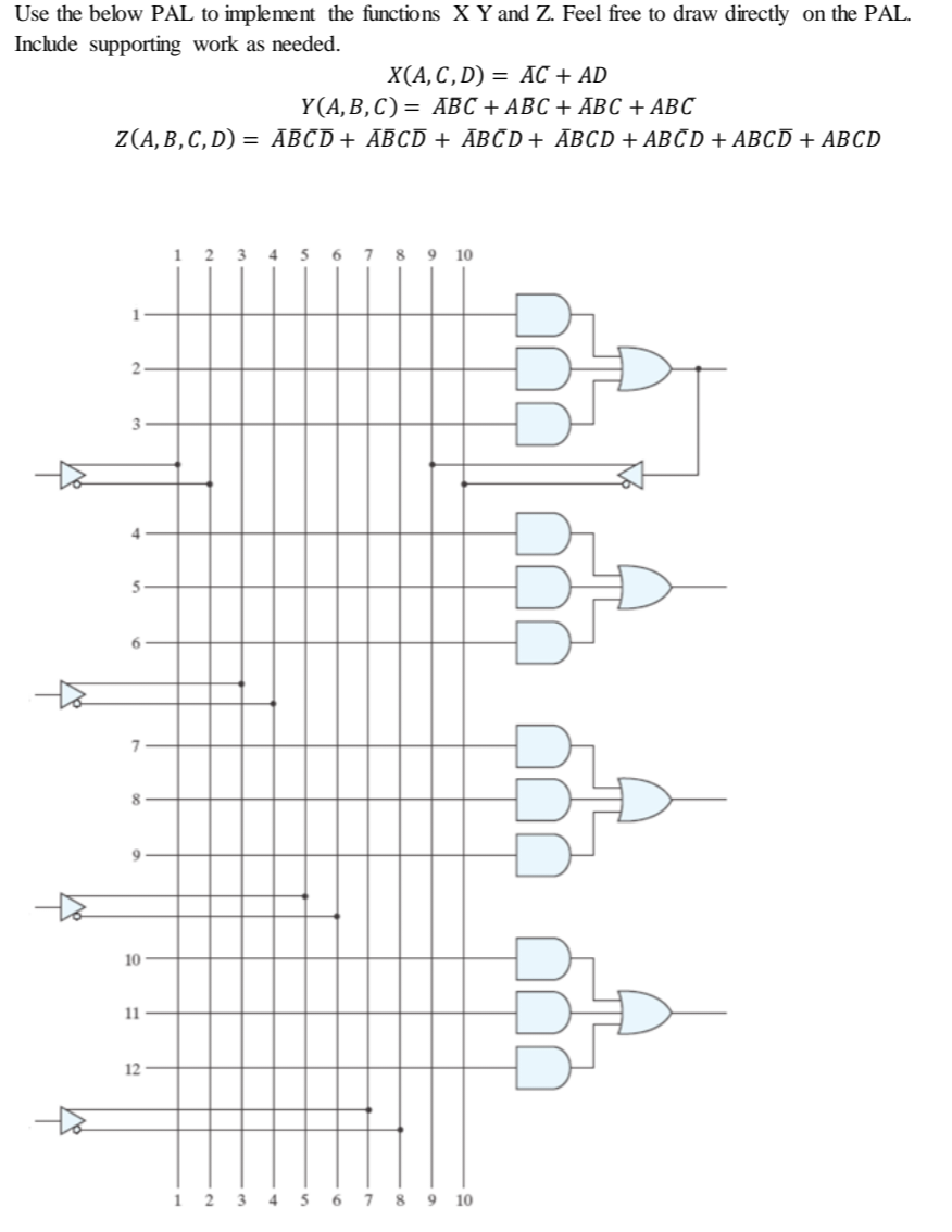 Solved Use The Below Pal To Implement The Functions X ﻿y And 