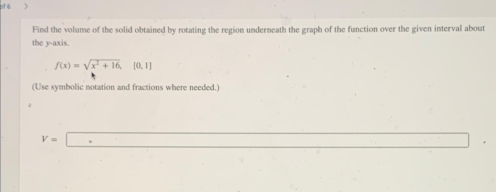 Solved Find the volume of the solid obtained by rotating the | Chegg.com