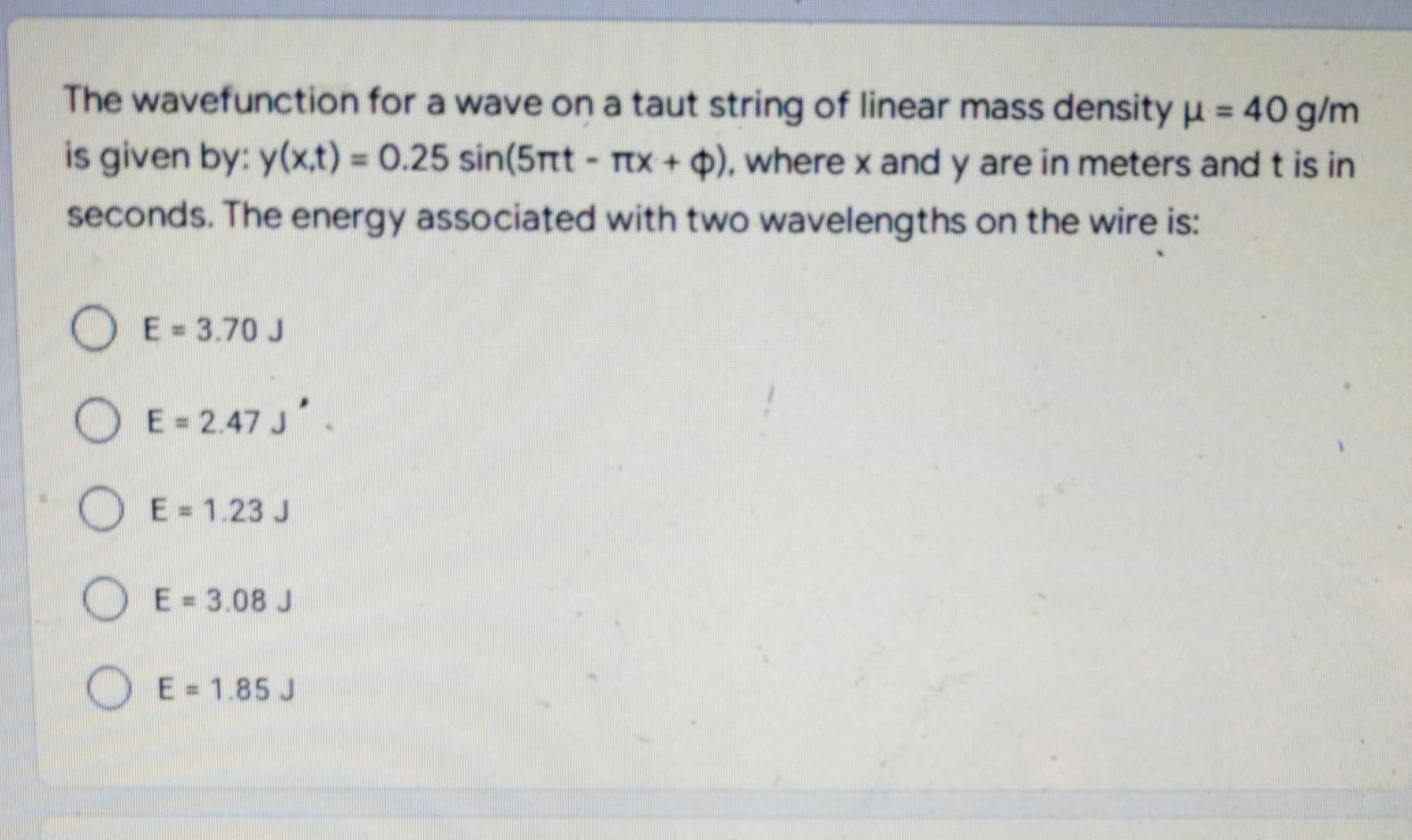 Solved The wavefunction for a wave on a taut string of | Chegg.com
