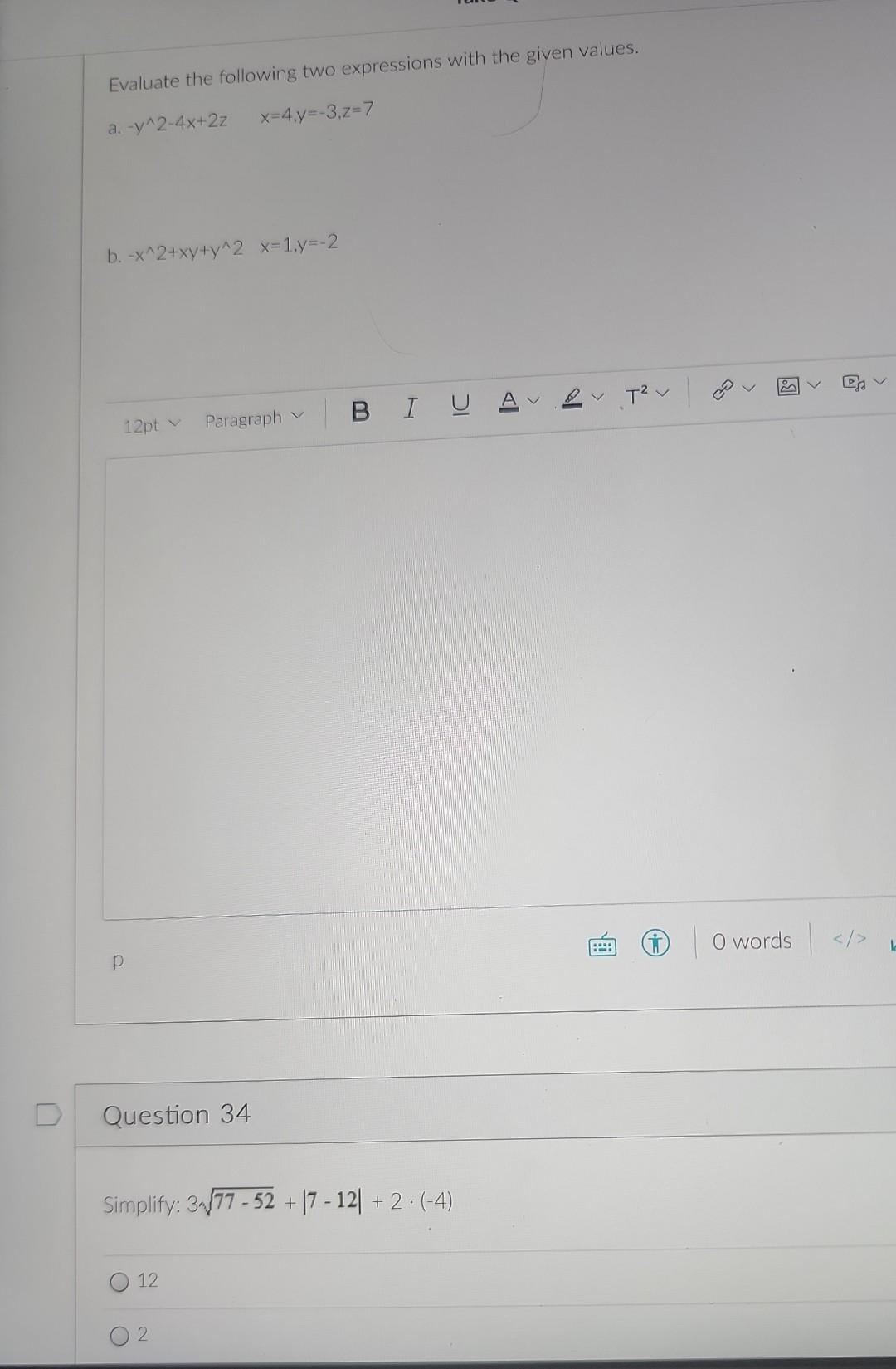 Solved Evaluate the following two expressions with the given | Chegg.com