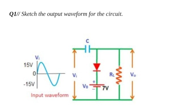 Solved Q1// Sketch the output waveform for the circuit. Vi | Chegg.com