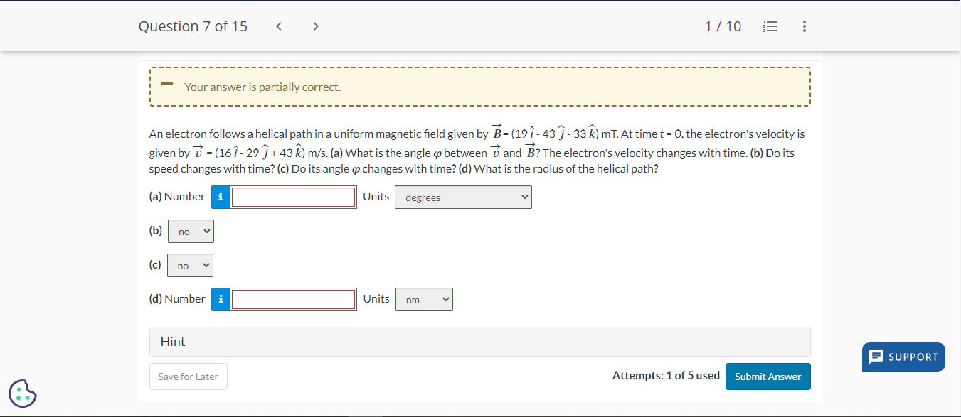 Solved An electron follows a helical path in a uniform | Chegg.com