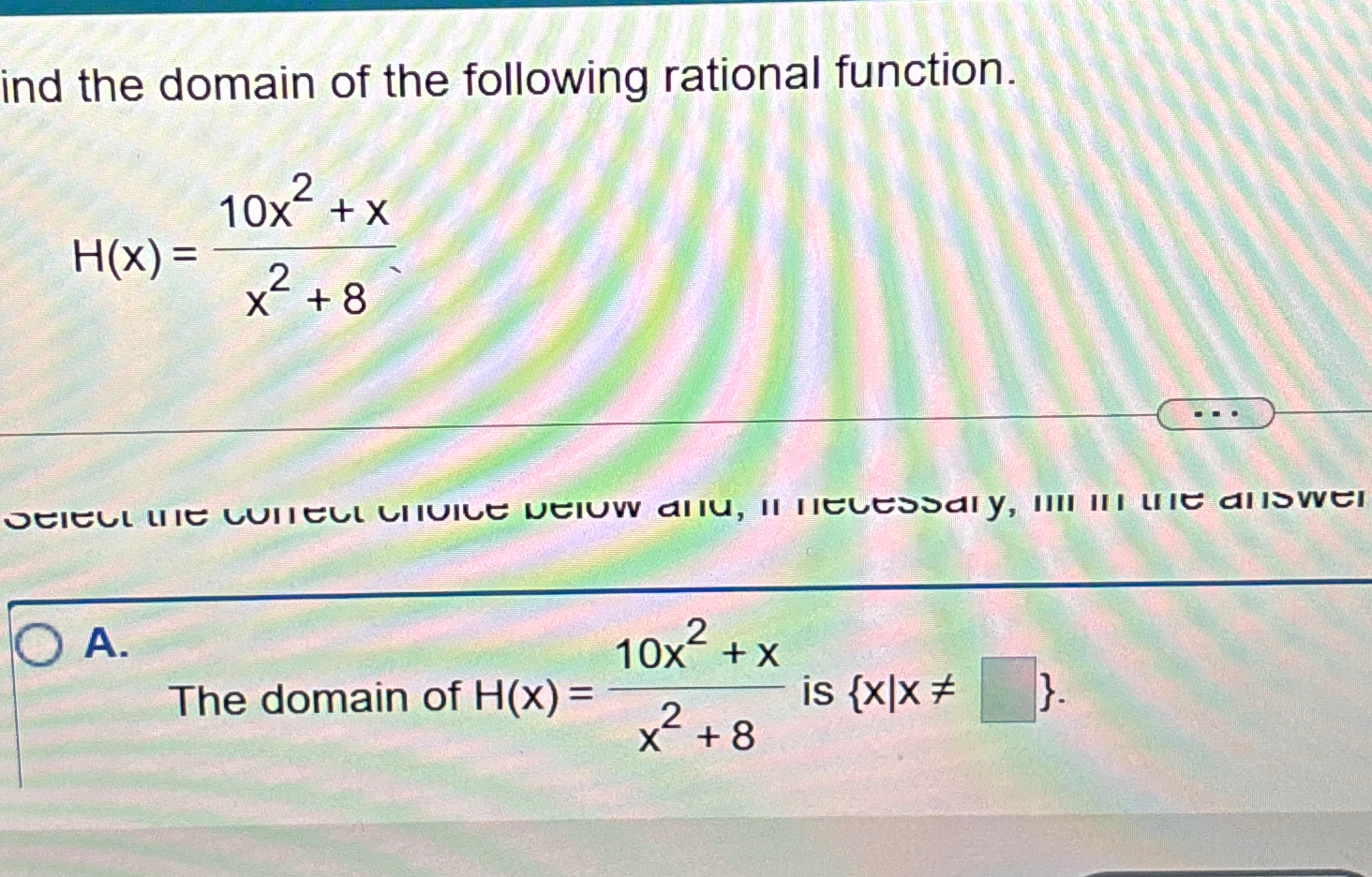 Solved ind the domain of the following rational | Chegg.com Solved ind the domain of the following rational | Chegg.com