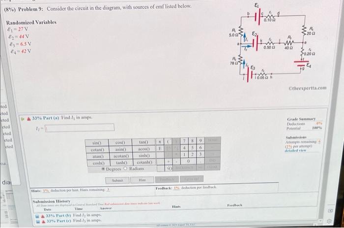 Solved (8\%) Problem 9: Consider the circuit in the diagram, | Chegg.com