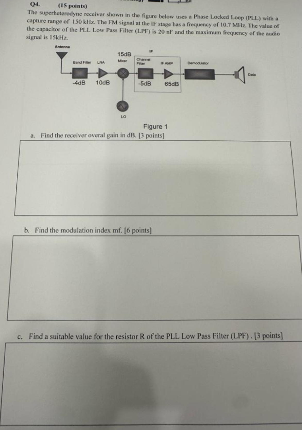 Solved Q4. (15 ﻿points)The superheterodyne receiver shown in | Chegg.com