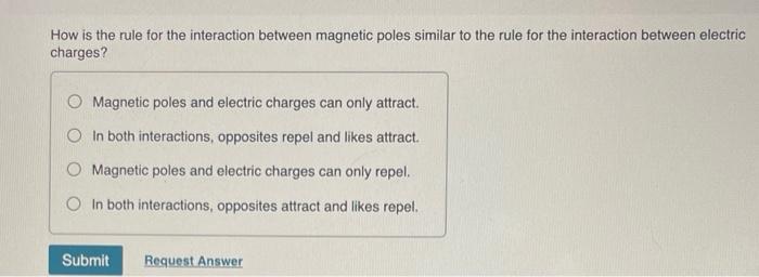 Solved How is the rule for the interaction between magnetic | Chegg.com