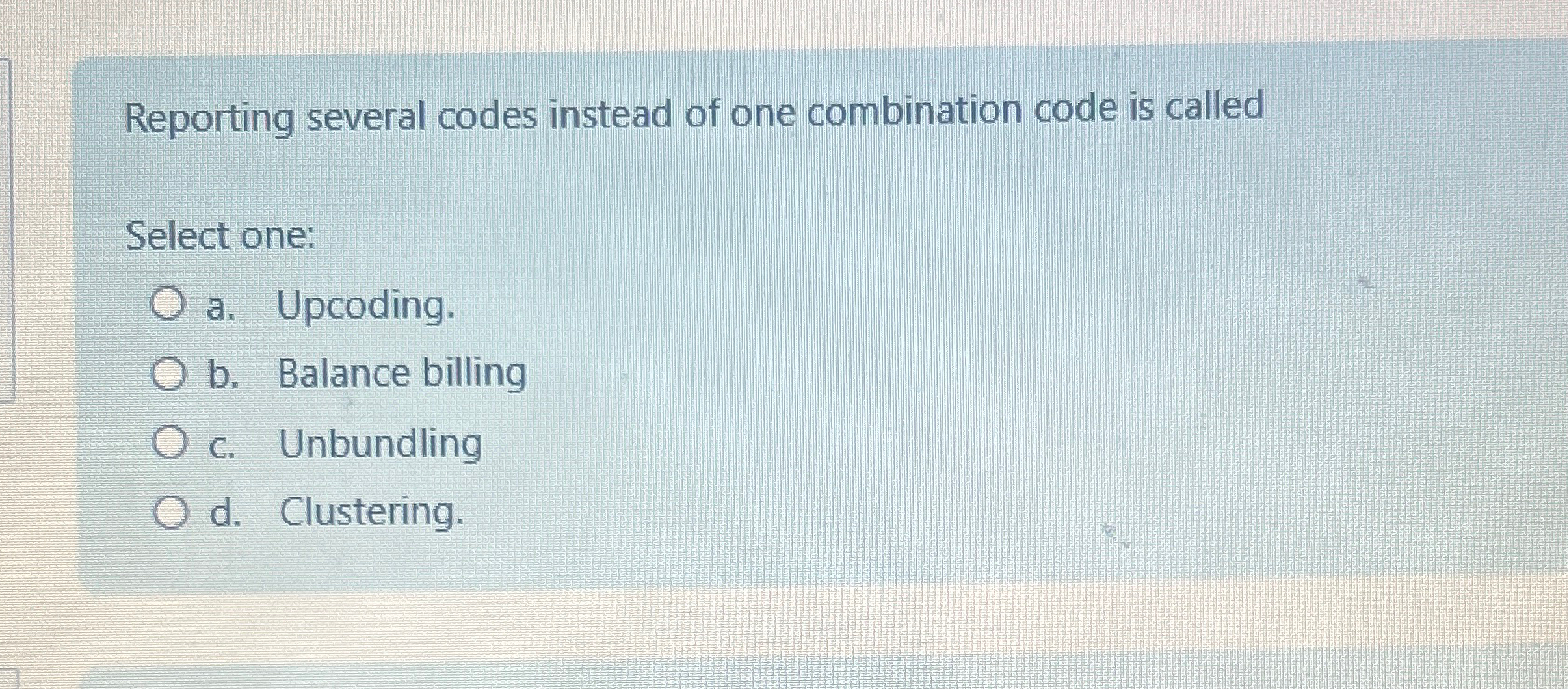 Solved Reporting several codes instead of one combination | Chegg.com