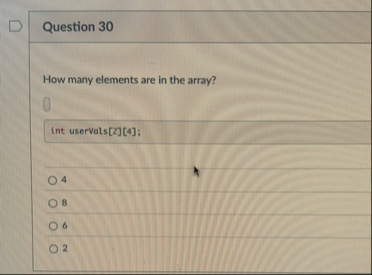Solved Question 30How many elements are in the array?int | Chegg.com
