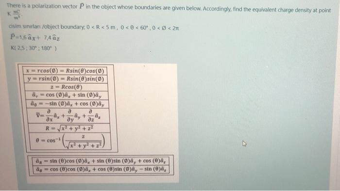 Solved There is a polarization vector P in the object whose | Chegg.com