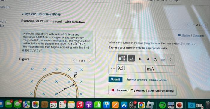 Solved A circular loop of wire wath radius 0.0220 m and | Chegg.com