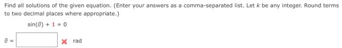 Solved Find all solutions of the given equation. (Enter your | Chegg.com