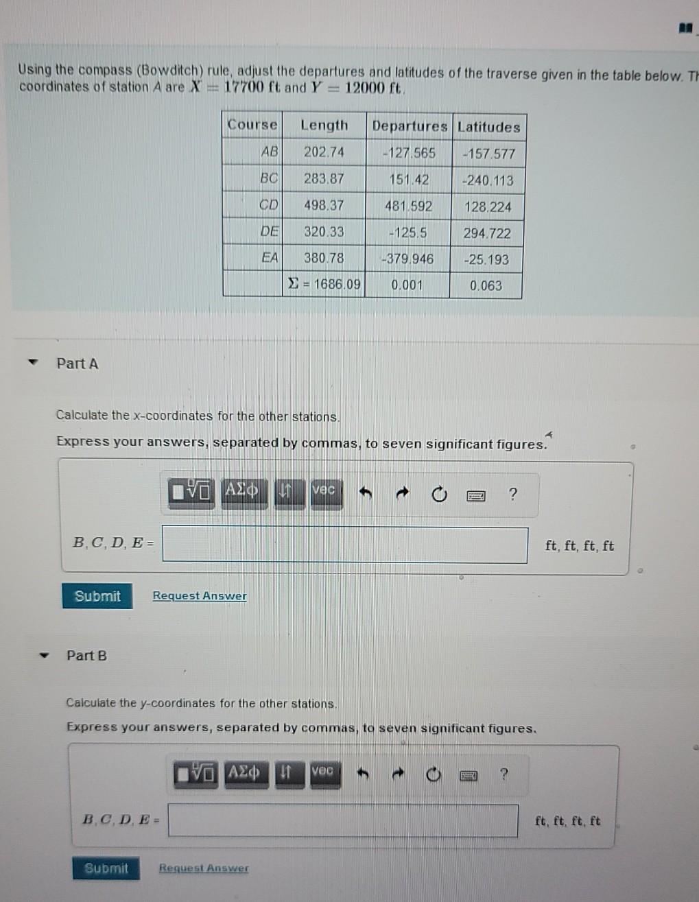 Solved Using the compass (Bowditch) rule, adjust the | Chegg.com