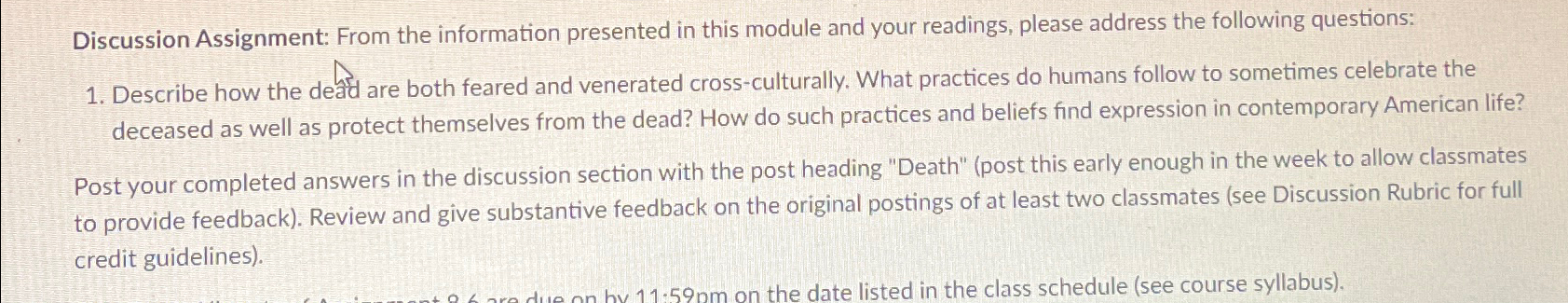 Solved Discussion Assignment: From the information presented | Chegg.com