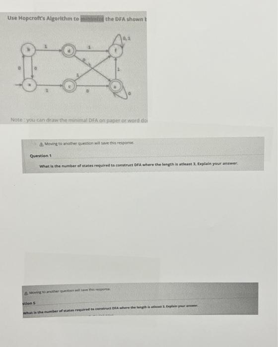 Solved Use Hopcroft's Algortthm to Figtusit the DFA shown t | Chegg.com