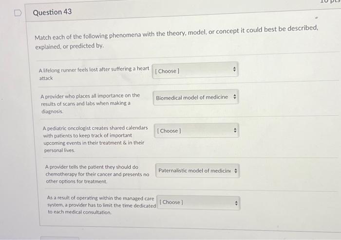 Solved Question 43 Match each of the following phenomena | Chegg.com