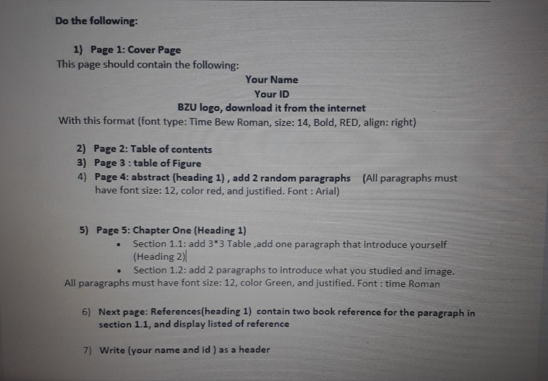 Solved Do the following: 1) Page 1: Cover Page This page | Chegg.com