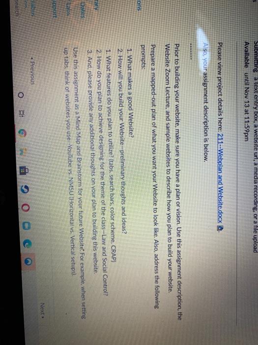 Submituing a text entry box, a website url, a media | Chegg.com