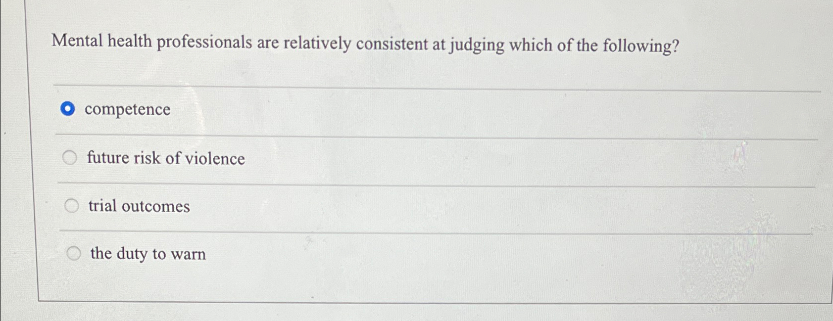 Solved Mental health professionals are relatively consistent | Chegg.com