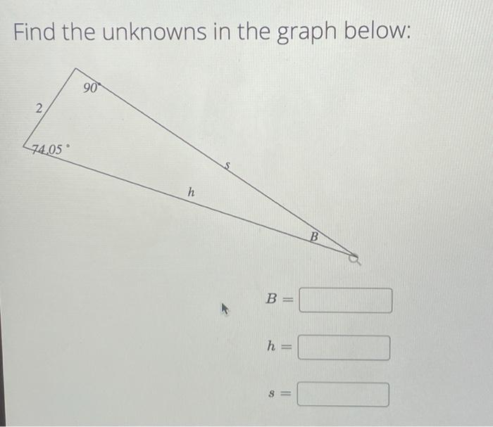 Solved Find the unknowns in the graph below: 90 2 74.05 h B | Chegg.com